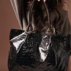 Brown Square Design Pattern Bag For Women-khaki Patent Leather Bag on ...