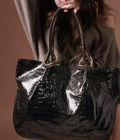 Brown Square Design Pattern Bag For Women-khaki Patent Leather Bag on ...