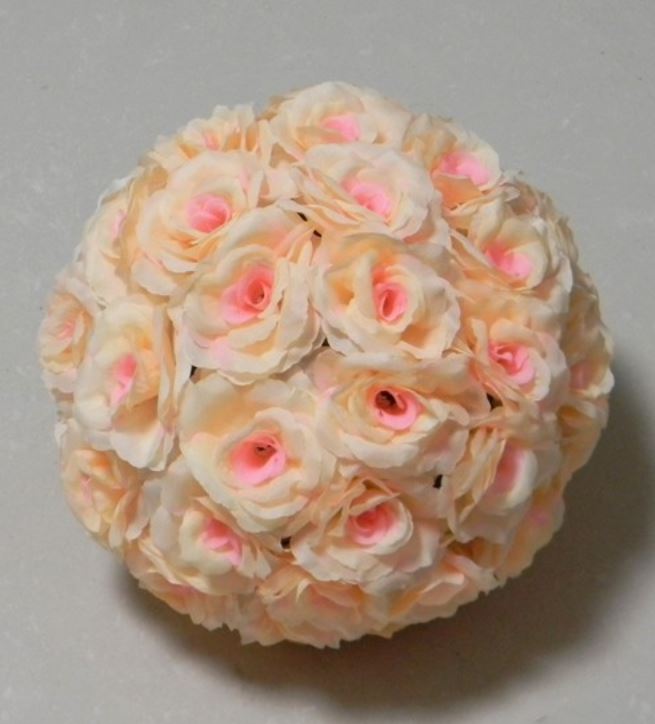 6 Rose Balls Wedding Flower Peach And Pink Balls Romantic Roses Floral ...