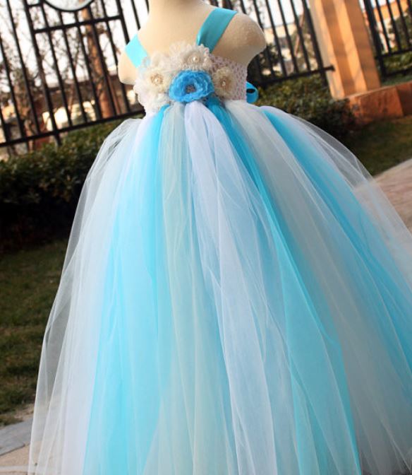 Fancy Blue Dress-TuTu Tulle Dress For Little Flower Girls-Light Blue ...